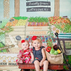 Farmers Market Photography Backdrop Fruit & Vegetable Stand - Etsy