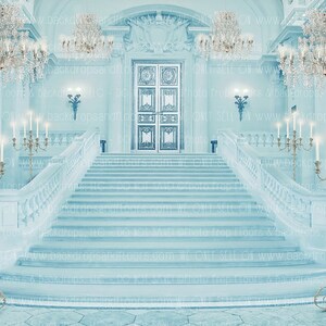 Princess Castle Photography Backdrop - Ice Blue, Cinderella, Staircase ...
