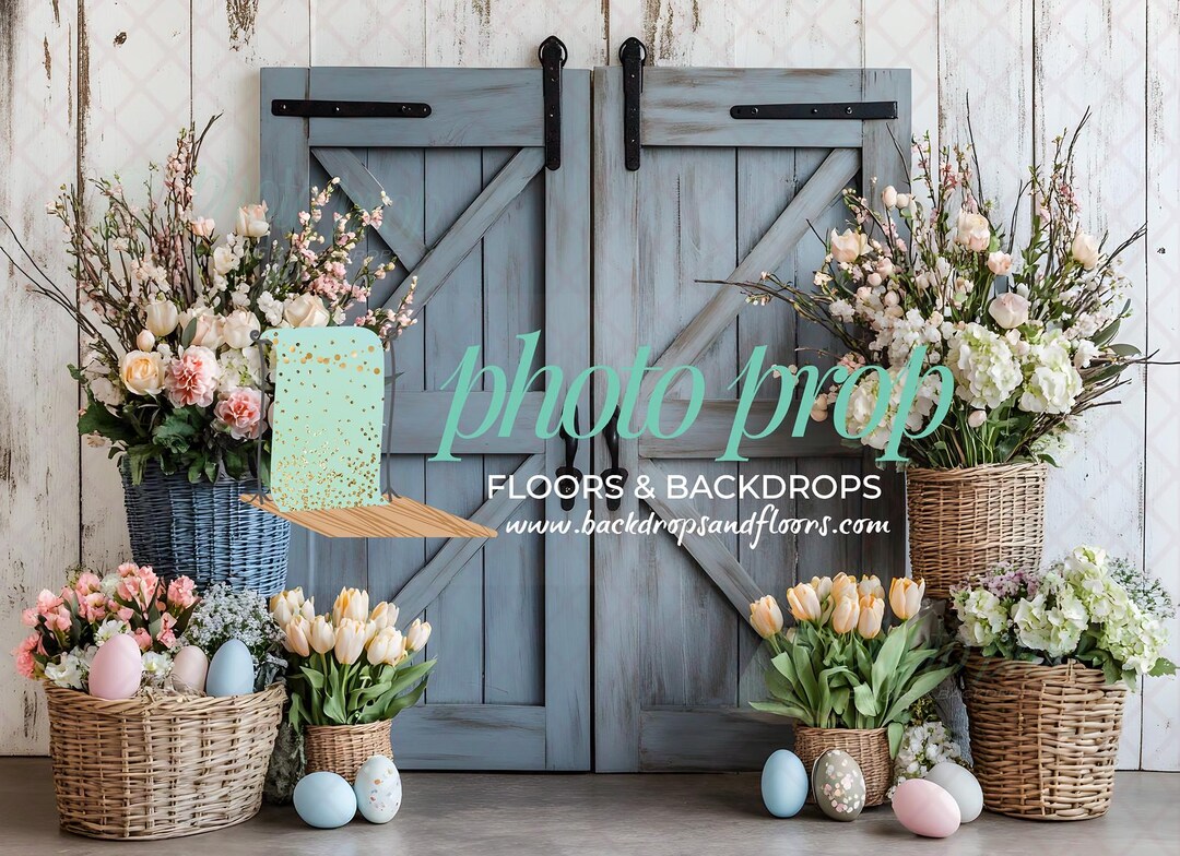 Easter Barn Doors Photography Backdrop, Rustic Country Farm Fresh ...