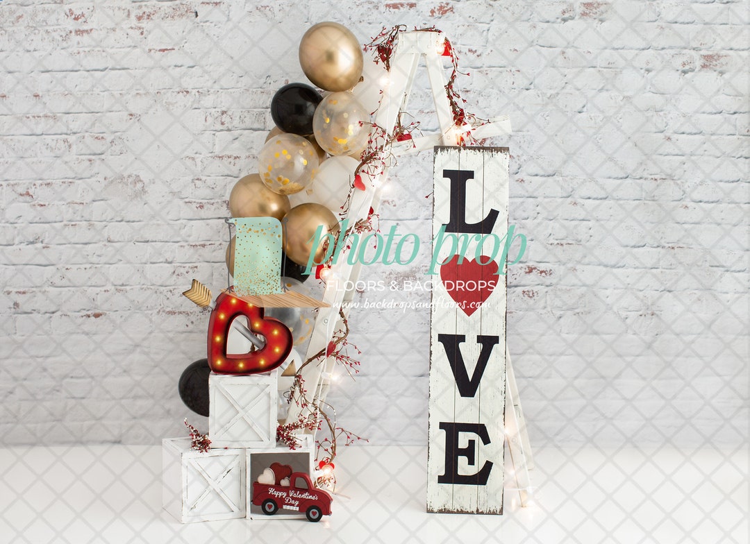 Love Ladder Photography Backdrop - Valentine's Day, Heart Marquee ...