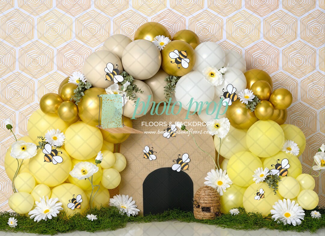 Honey Bee Hive Photography Backdrop Yellow, Floral, Flowers, Sunflowers ...
