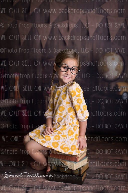 Rustic Back to School Photography Backdrop Books Globe | Etsy