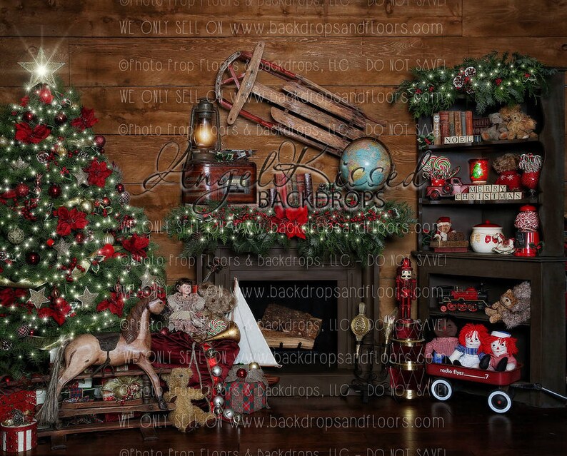 Santas Workshop Christmas Photography Backdrop Santas Etsy