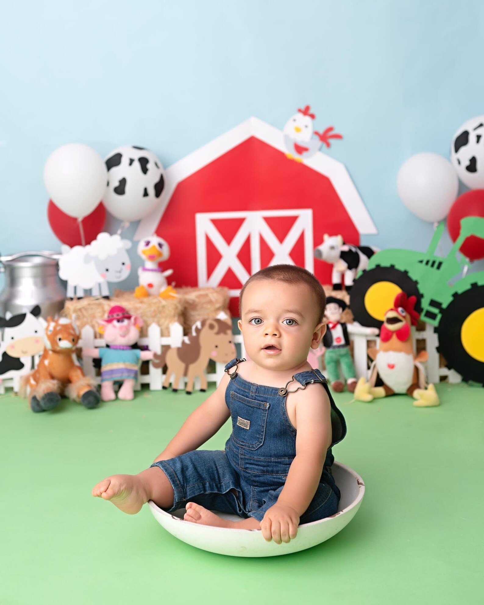 Red Barn & Farm Animals Photography Backdrop Tractor Hay - Etsy