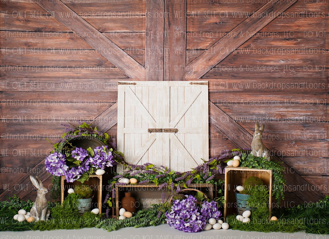 Aged Rustic White Barn Doors Spring Photography Backdrop Spring ...