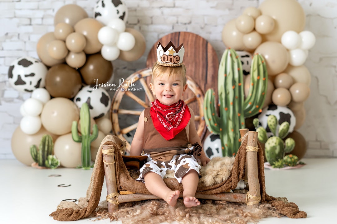 Cowboy Photography Backdrop - Desert, Cow Print, Cows, Wagon Wheel ...