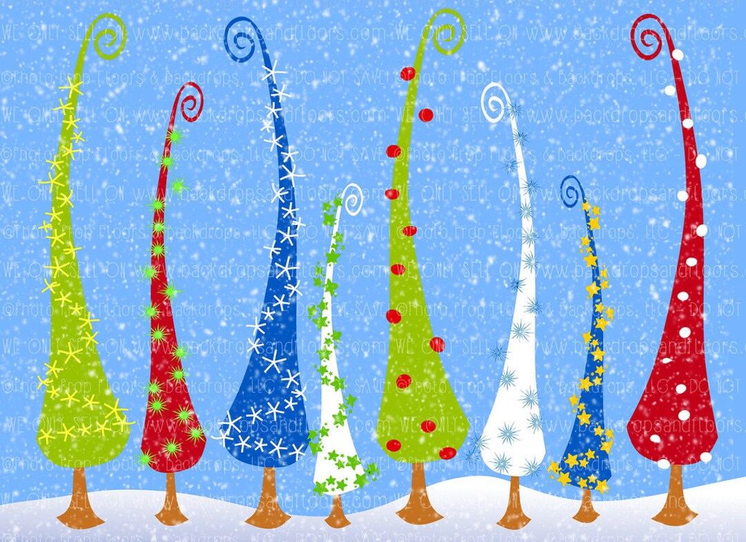 Curved Tilted Tree Christmas Trees Photography Backdrop - Cranky Mean ...