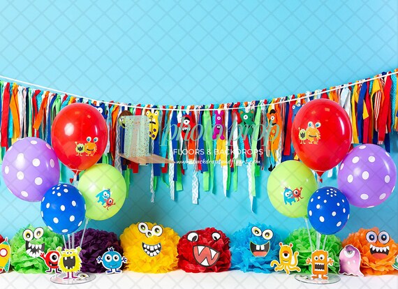 Fun Monster Photography Backdrop Birthday Party Cake Smash - Etsy