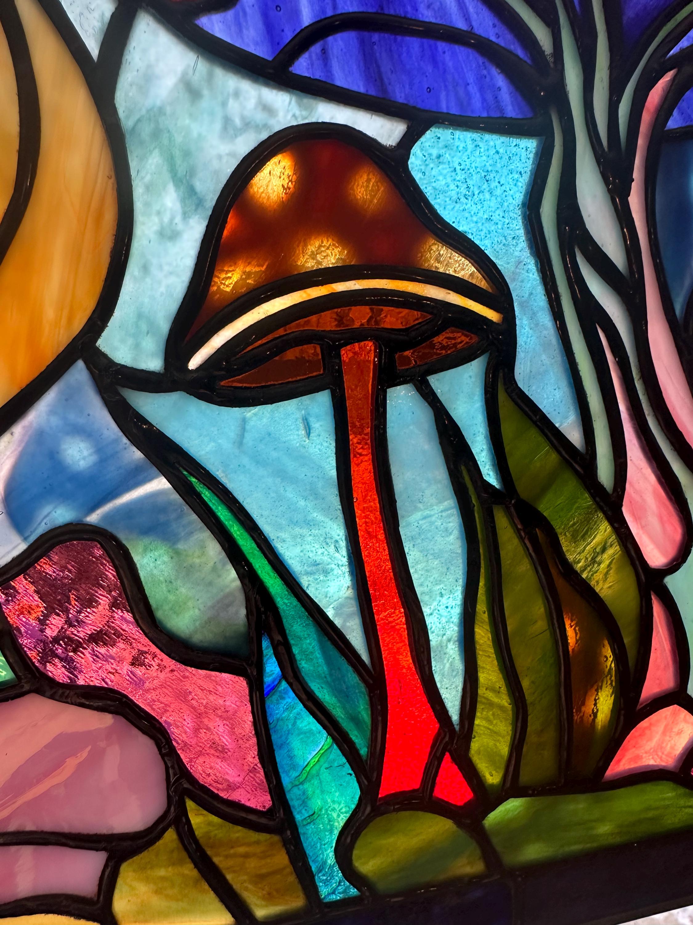 Stained Glass Mushroom Panel - Etsy