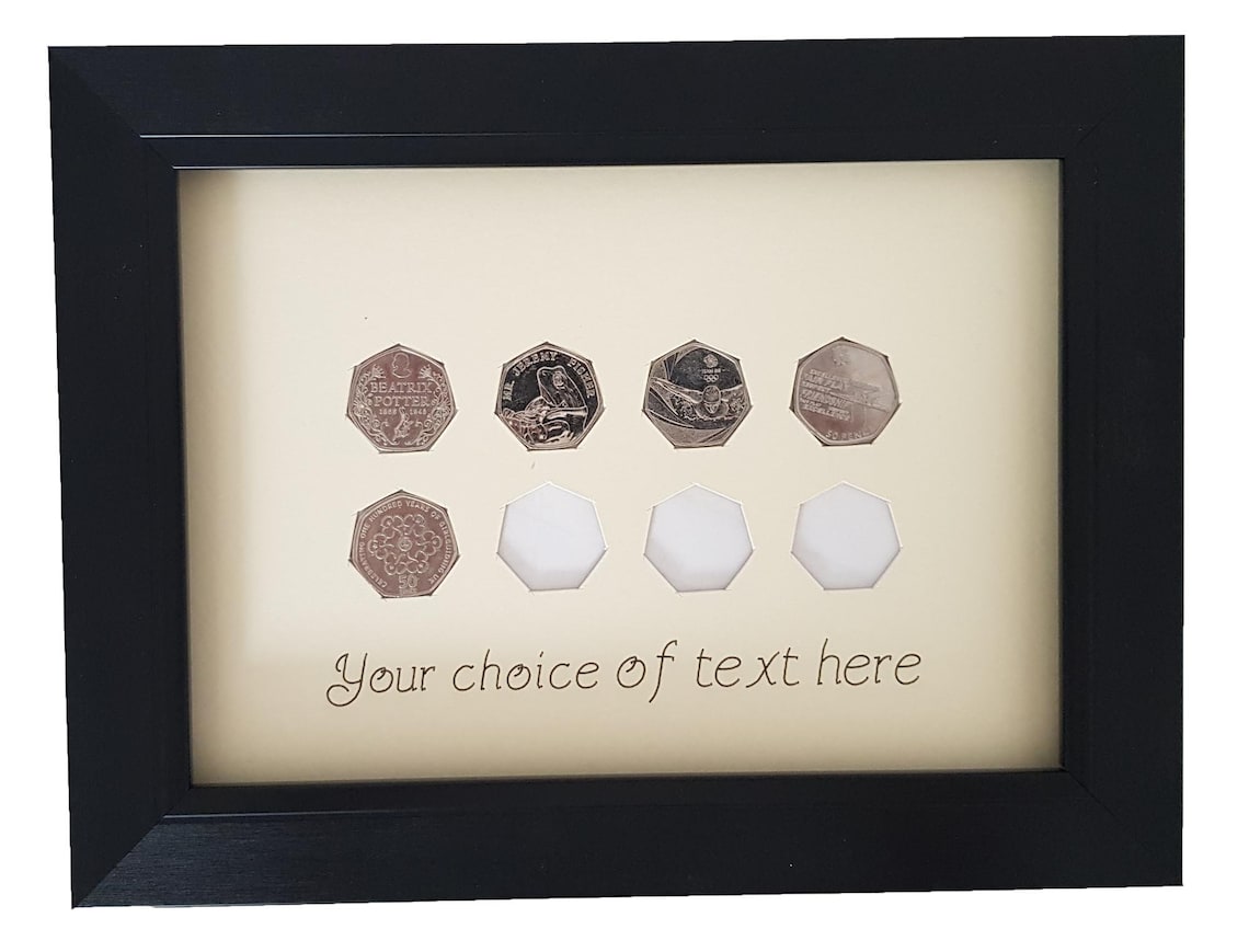 Personalised Coin Display Frame for United Kingdom 50 Pence Pieces ...