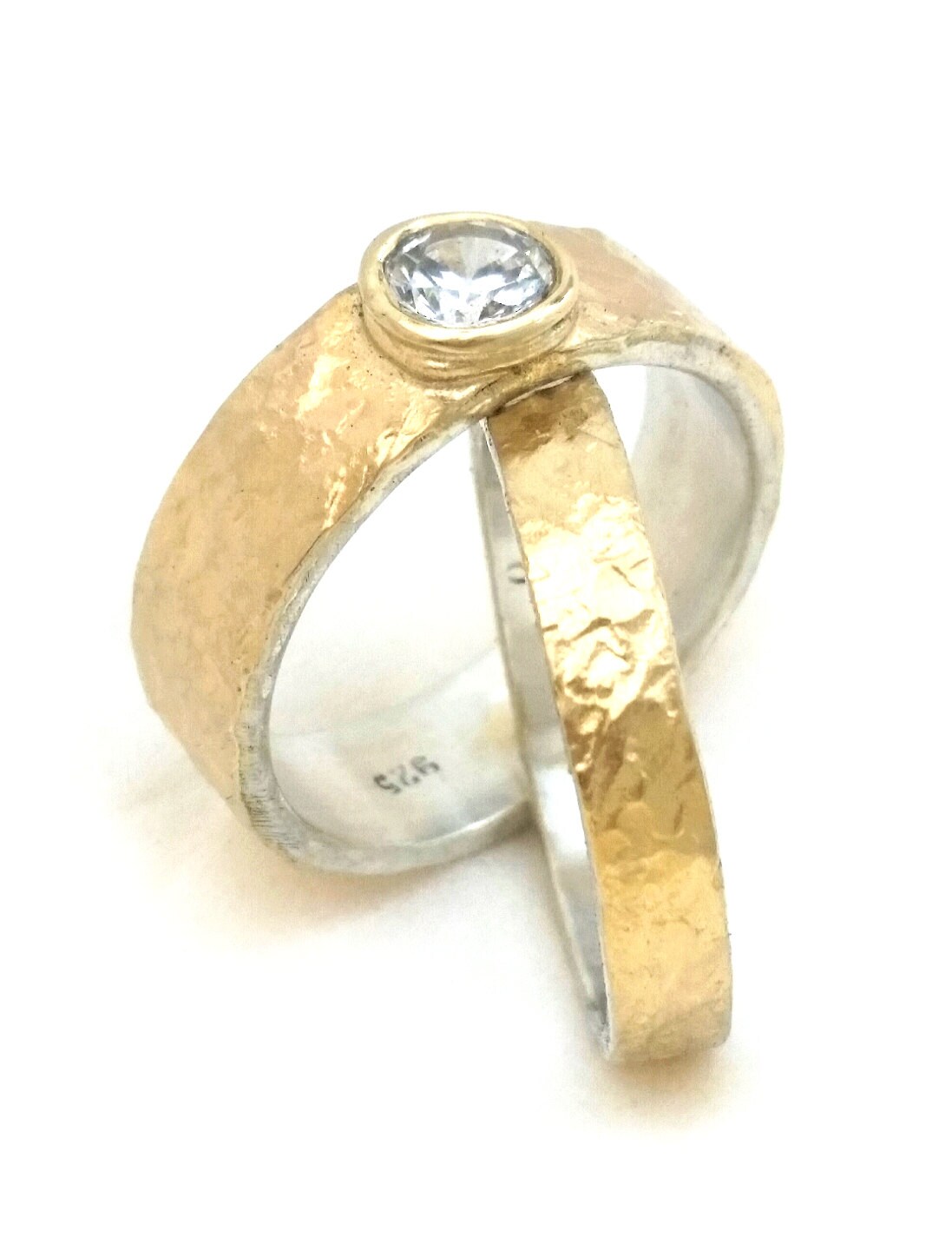 Bridal ring set engagement and wedding rings for her cubic | Etsy