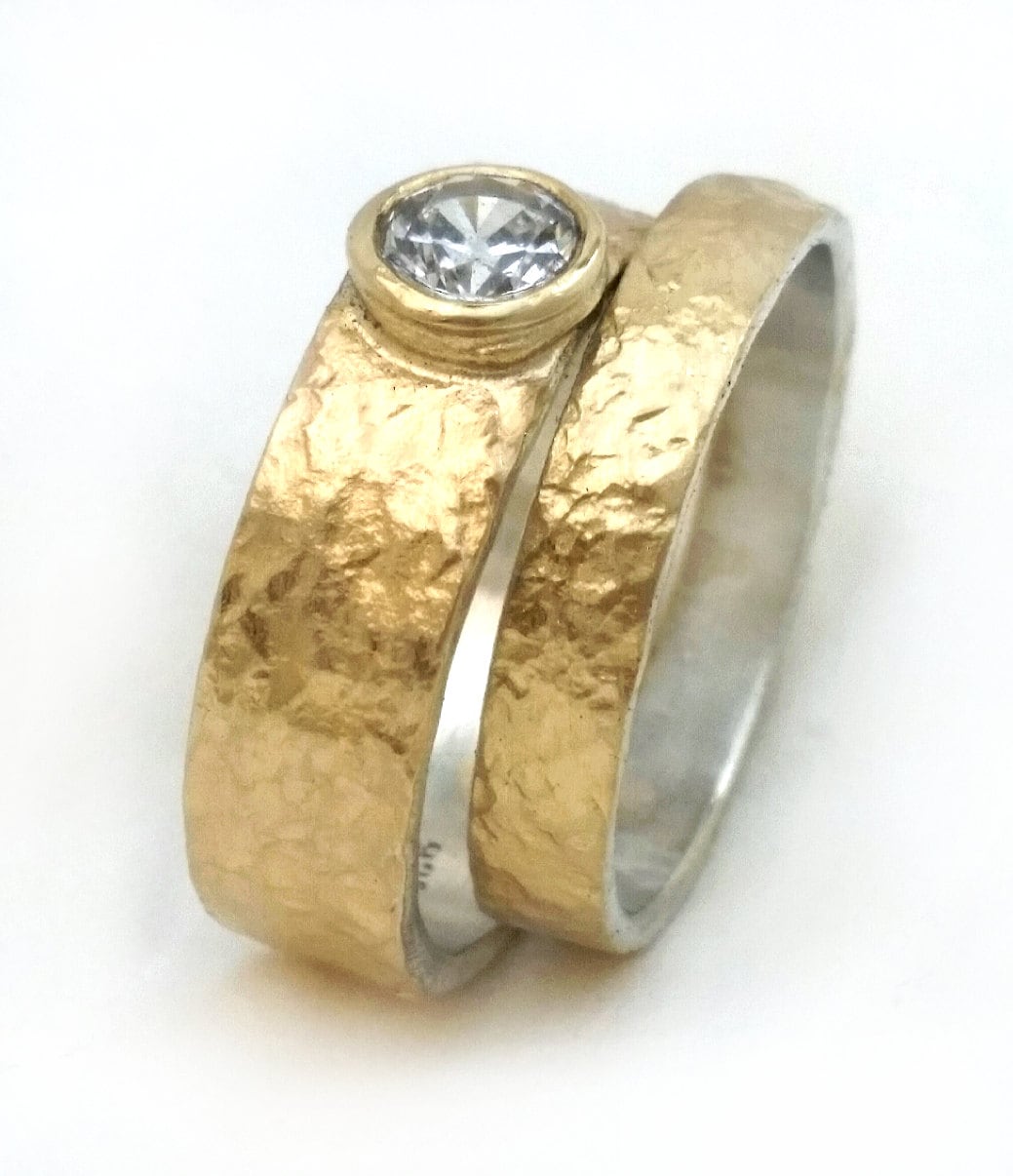 Bridal ring set engagement and wedding rings for her cubic | Etsy