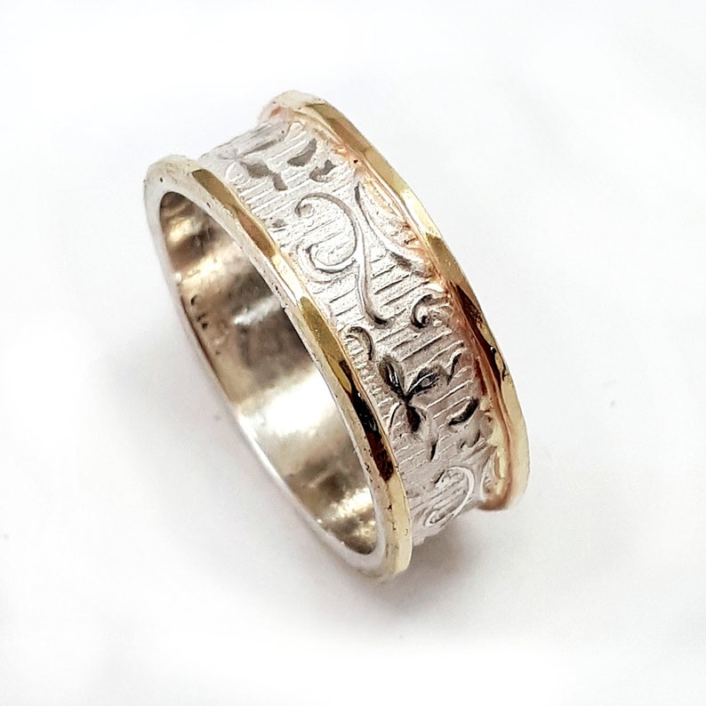 Delicate Flower Wedding Ring Flower and Leaf Pattern Silver - Etsy