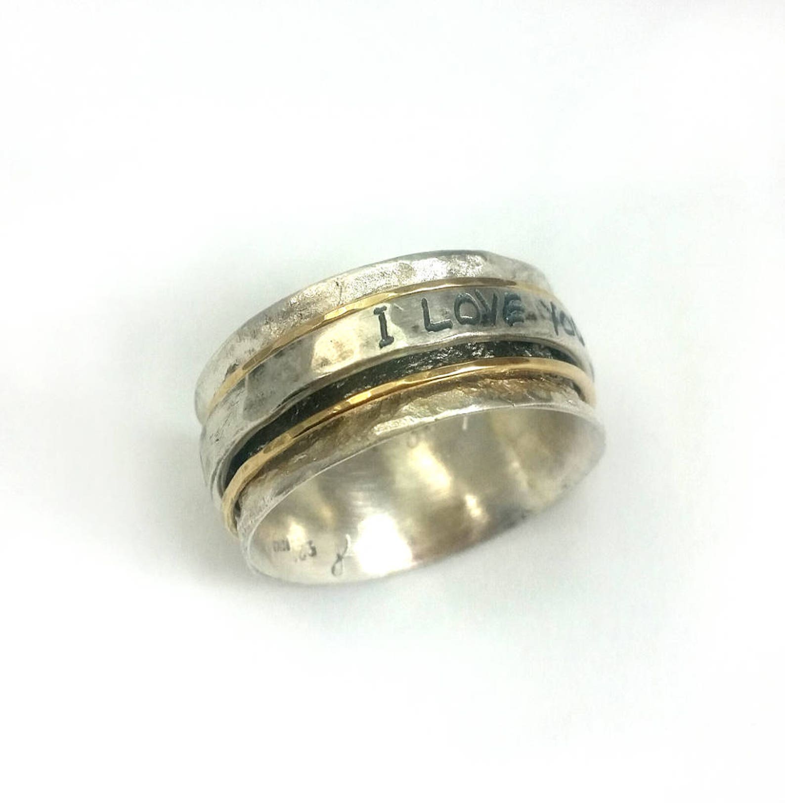 Engraved Spinner Ring Personalized Engraving Silver and Gold - Etsy Israel