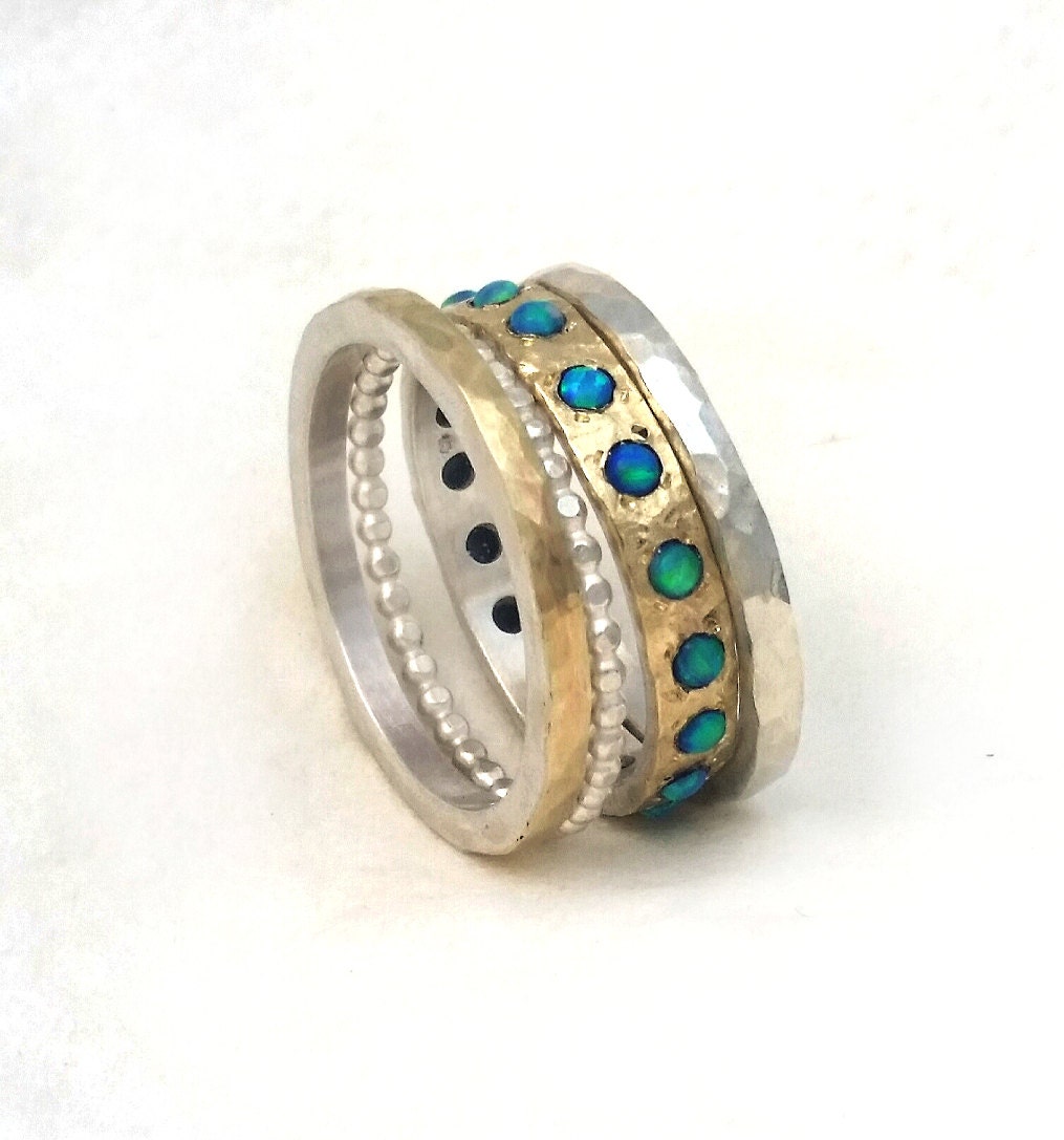 Opal stacking rings can be worn separately mix and match | Etsy