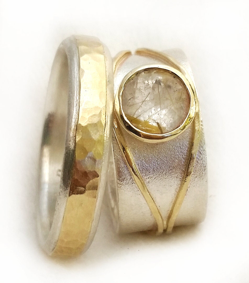 Unique and Elegant Wedding Ring Set His and Hers - Etsy Israel