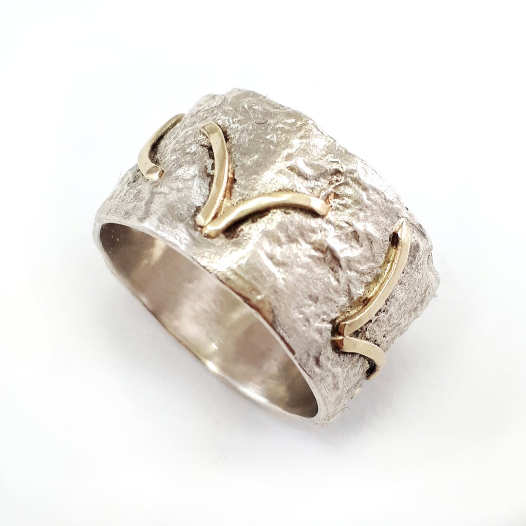 Chunky Semi-wide Ring, Crumpled Tinfoil Texture, Sterling Silver and ...