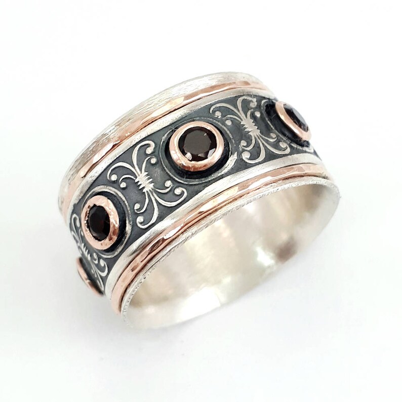 Semi Wide Women's Spinner Ring, Set With Garnet or Any Choice of ...