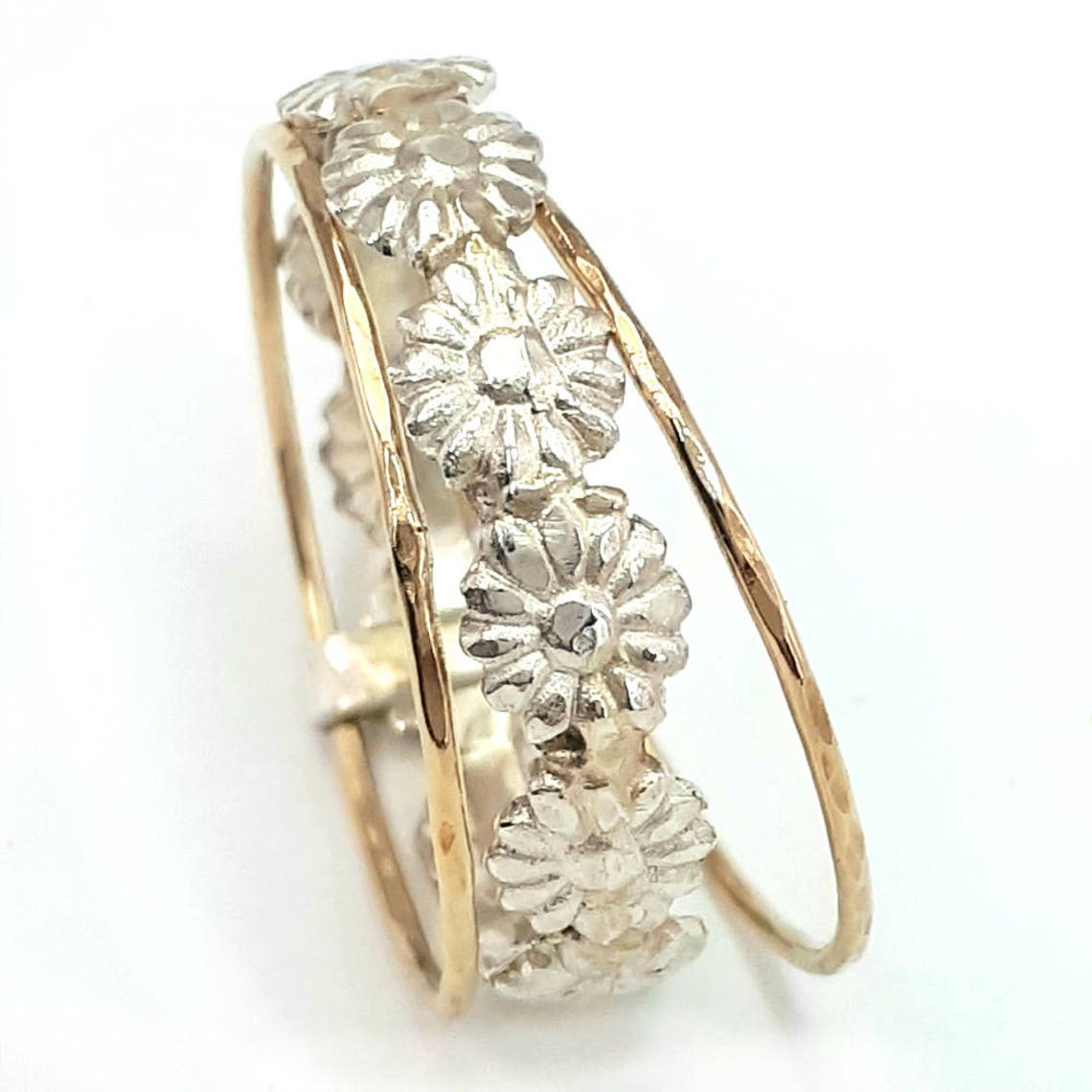 Silver and gold stacking ring women's wedding ring | Etsy