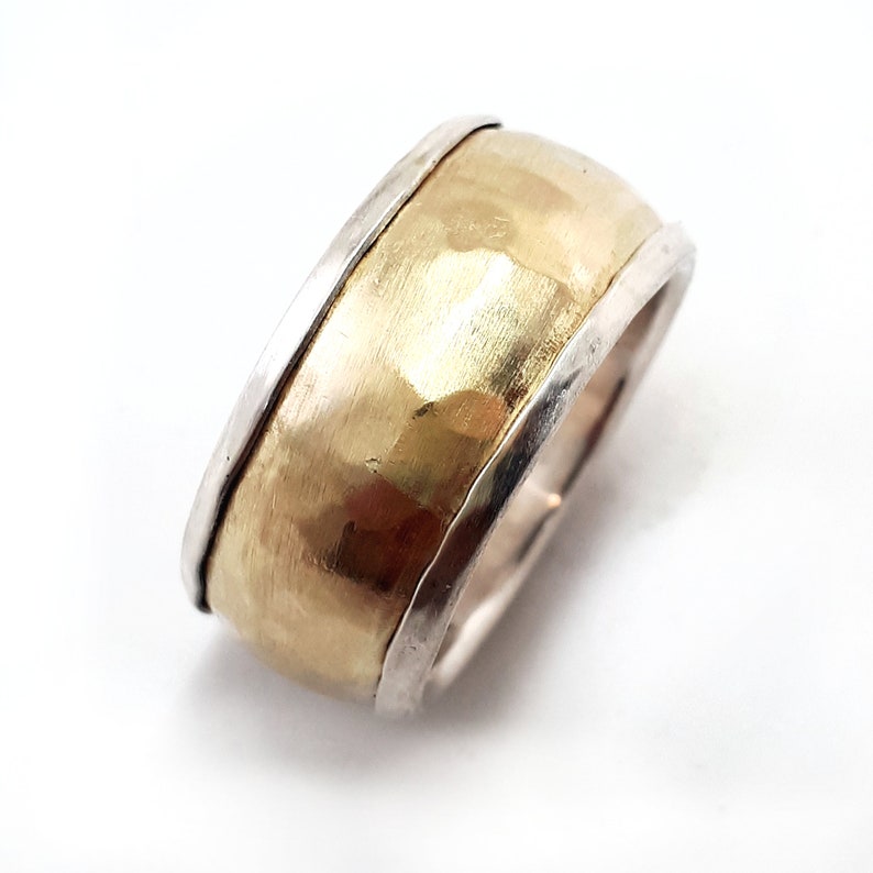 Silver and Gold Wedding Ring Organic Wedding Ring Wide Gold - Etsy