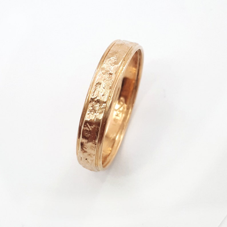 A Narrow Textured Solid Gold Wedding Band Unisex Band | Etsy