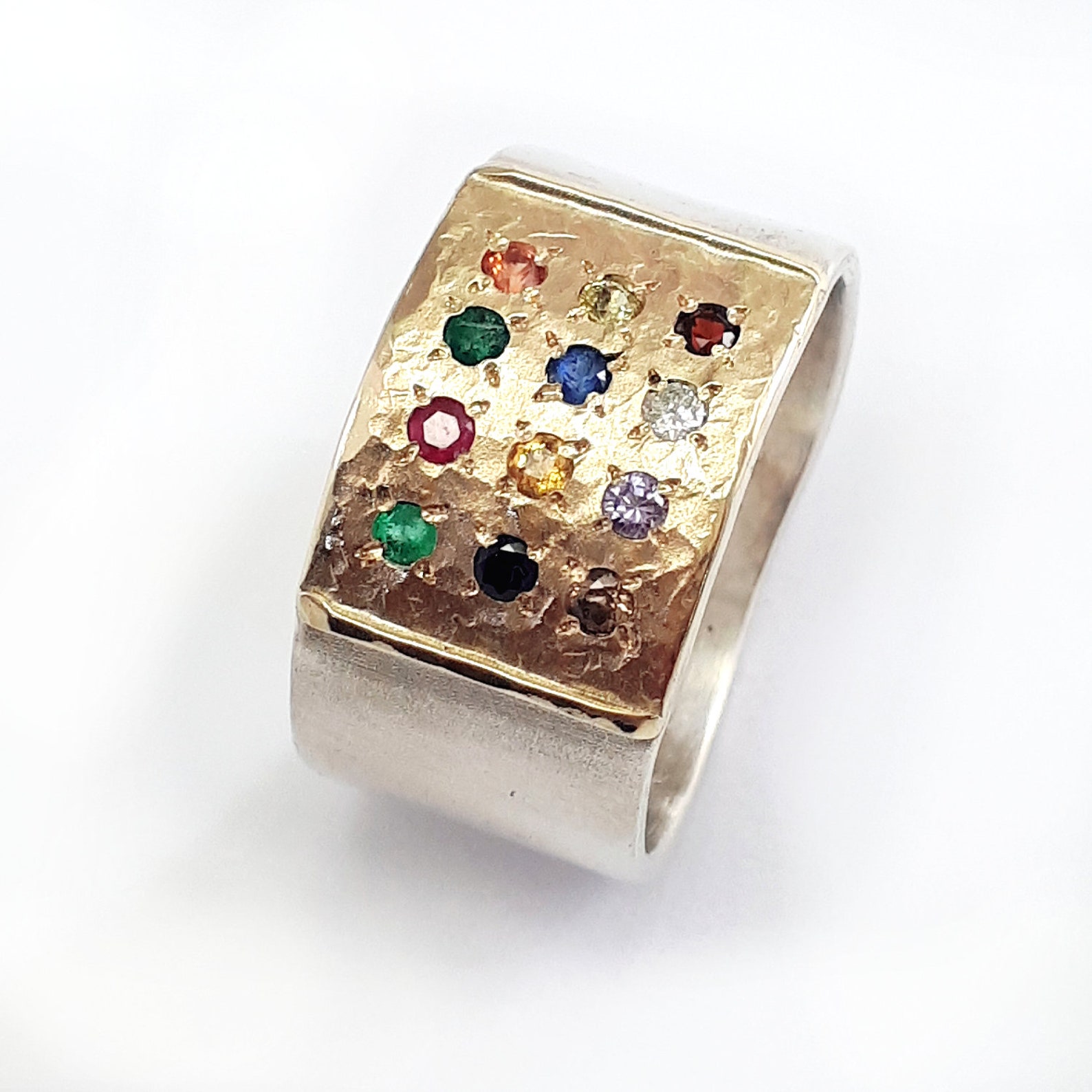 Hoshen- Priestly Breastplate- Design Ring, Wide Silver Ring With Twelve ...