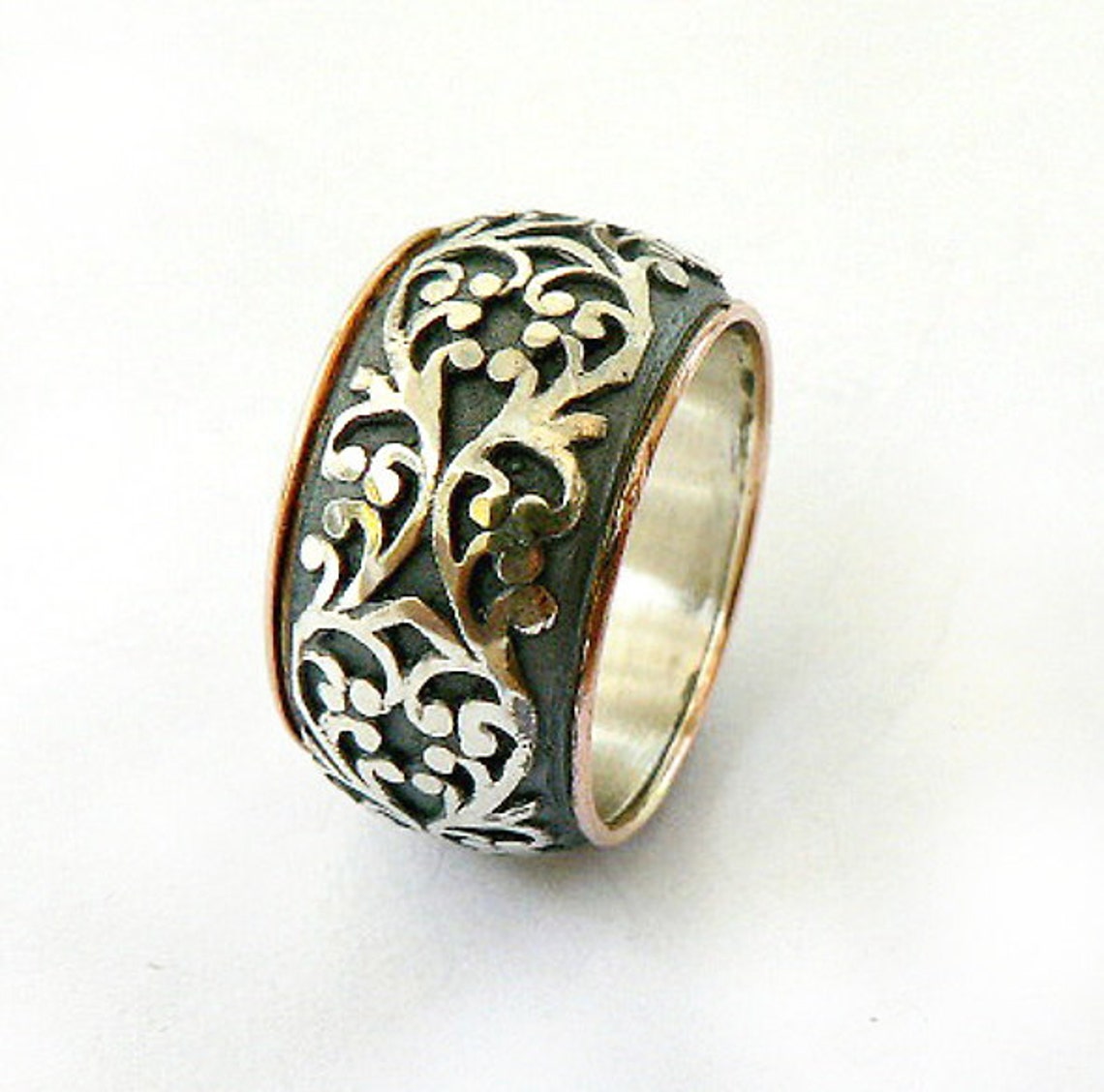 Unisex Ring, Vine Pattern Ring, Sterling Silver Ring, Unique Wedding ...