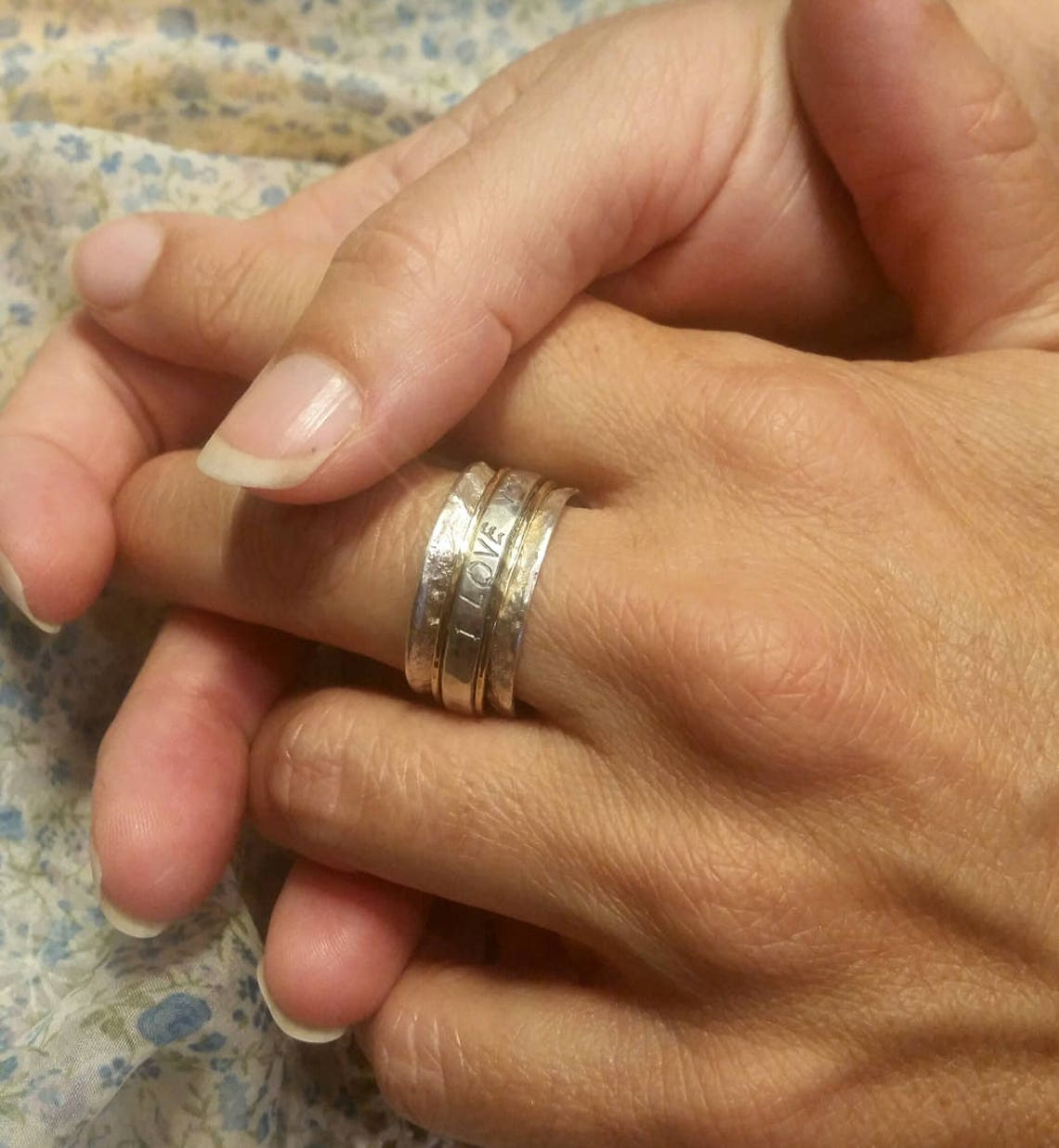 Engraved Spinner Ring Personalized Engraving Silver and Gold - Etsy Israel