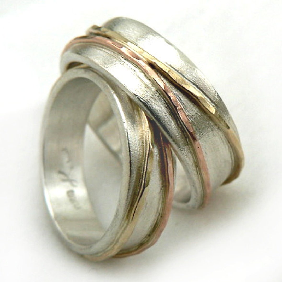 Promise Ring Set, Lovers Ring Set, Popular, Two-tone Crossed Gold Hoops ...