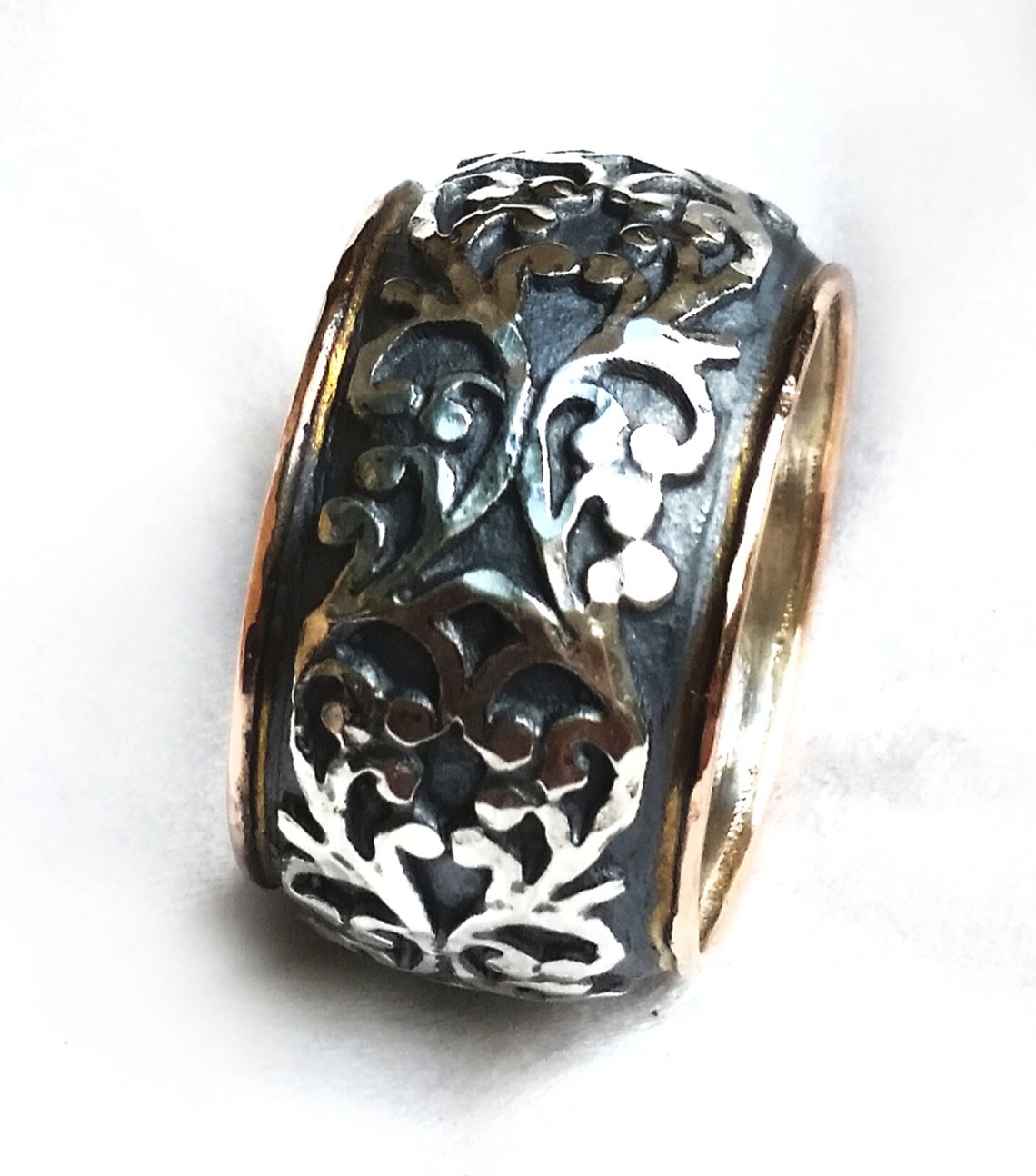 Unisex Ring, Vine Pattern Ring, Sterling Silver Ring, Unique Wedding ...