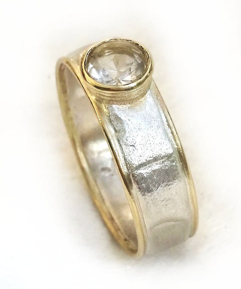 Alternative Engagement Ring Textured Sterling Silver and Gold - Etsy