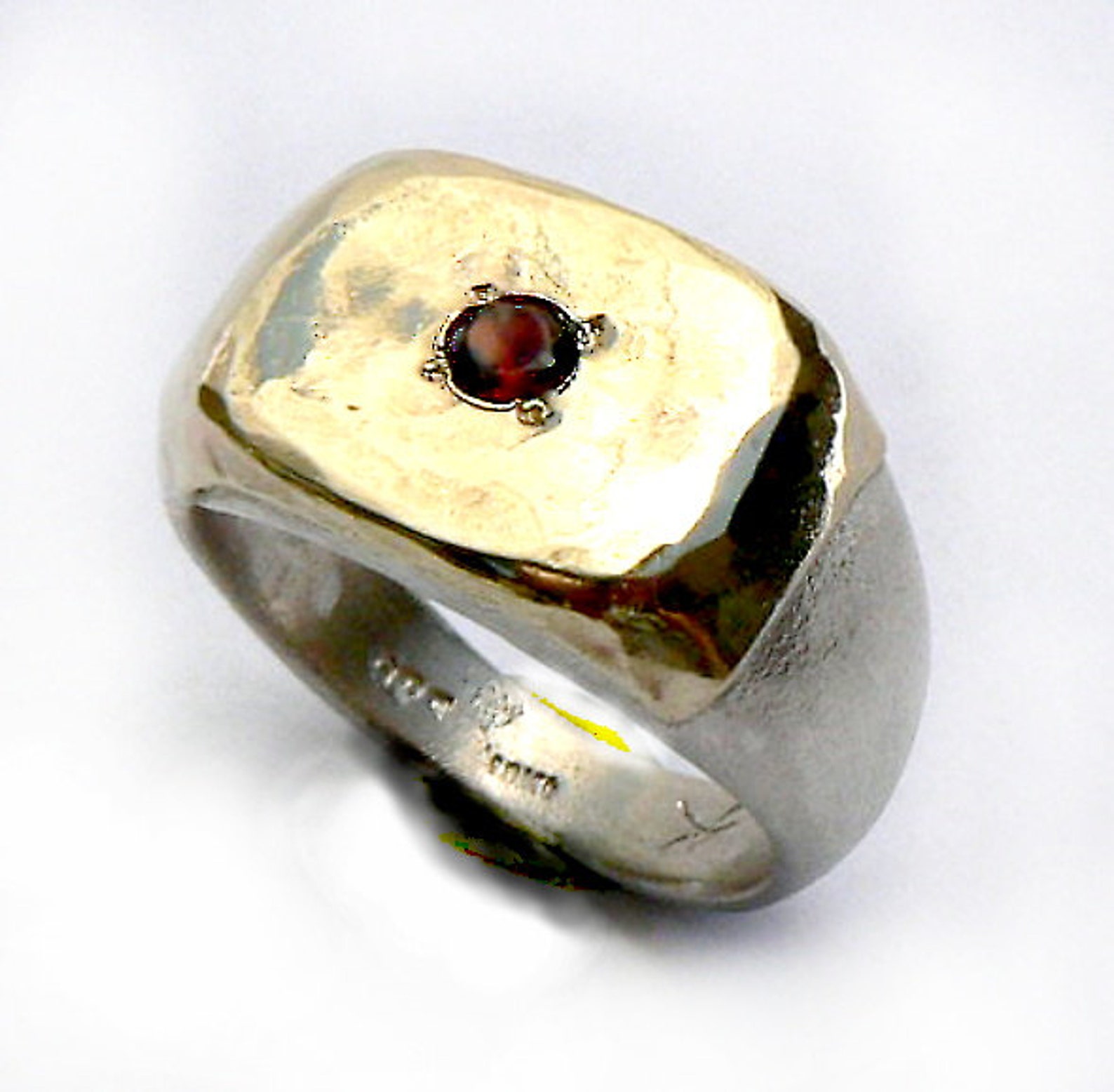 Chic Pinky Ring Trendy Signet Ring Sterling Silver and Red | Etsy