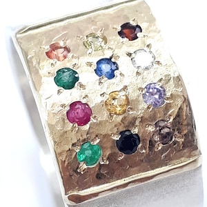 Hoshen- Priestly Breastplate- Design Ring, Wide Silver Ring With Twelve ...