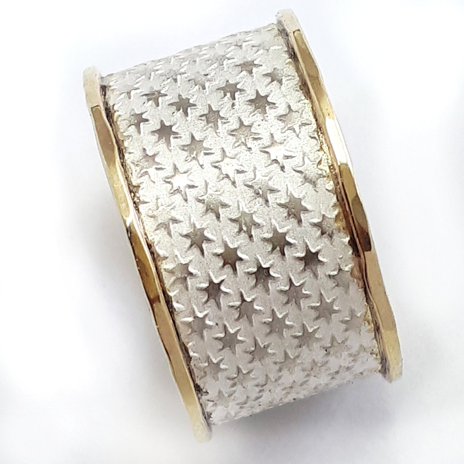 Celestial Ring Silver and Gold Star Pattern Ring Fourth of - Etsy