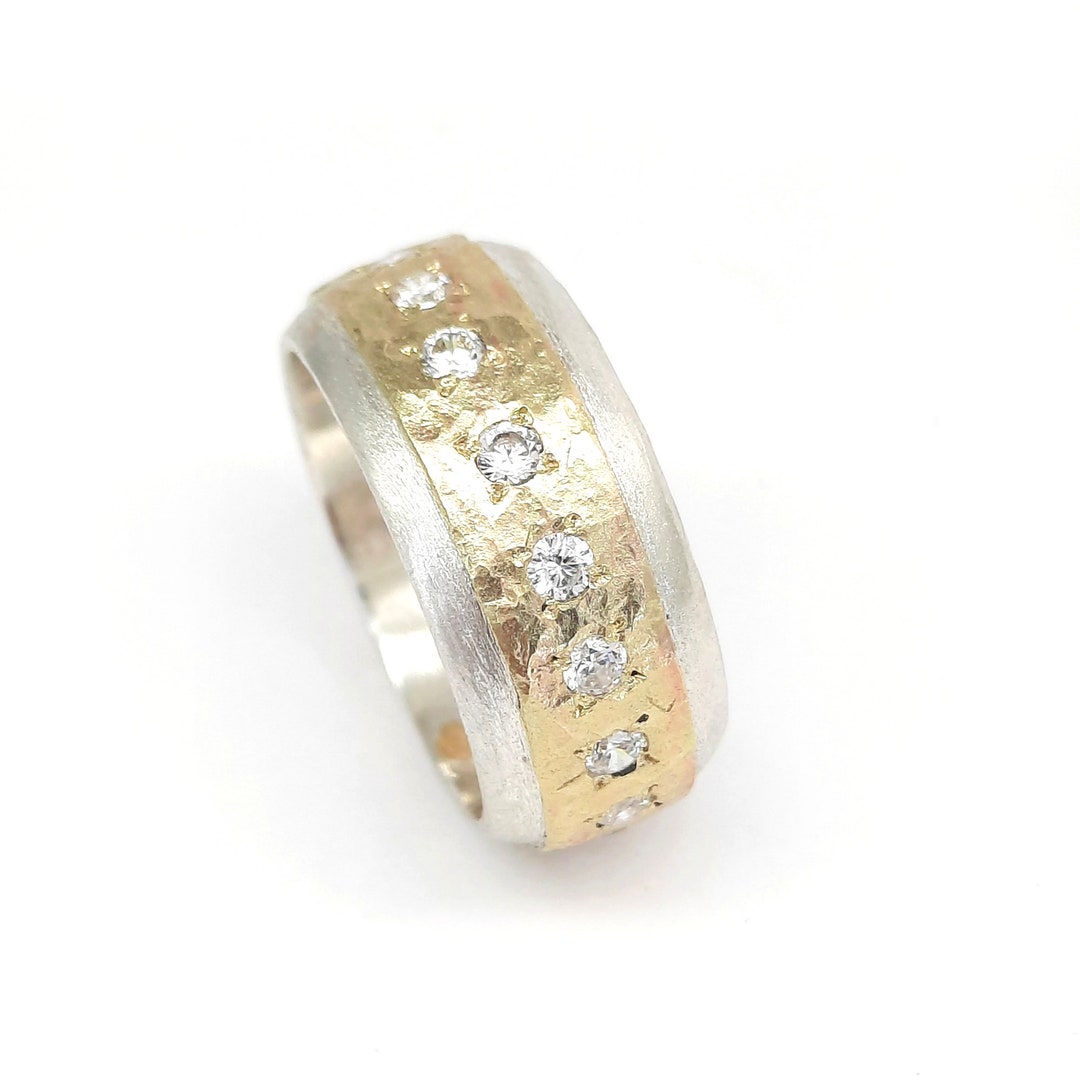 Exceptional Engagement Ring, Convex Ring, Sterling Silver and Yellow ...