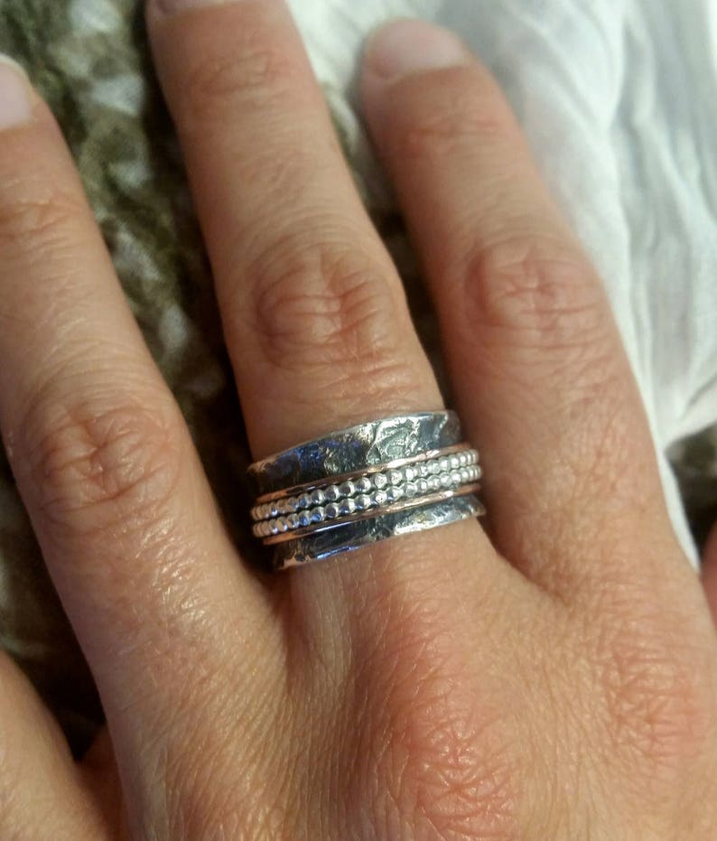 Oxidized Textured Spinning Wedding Ring Wide Rotating Ring - Etsy