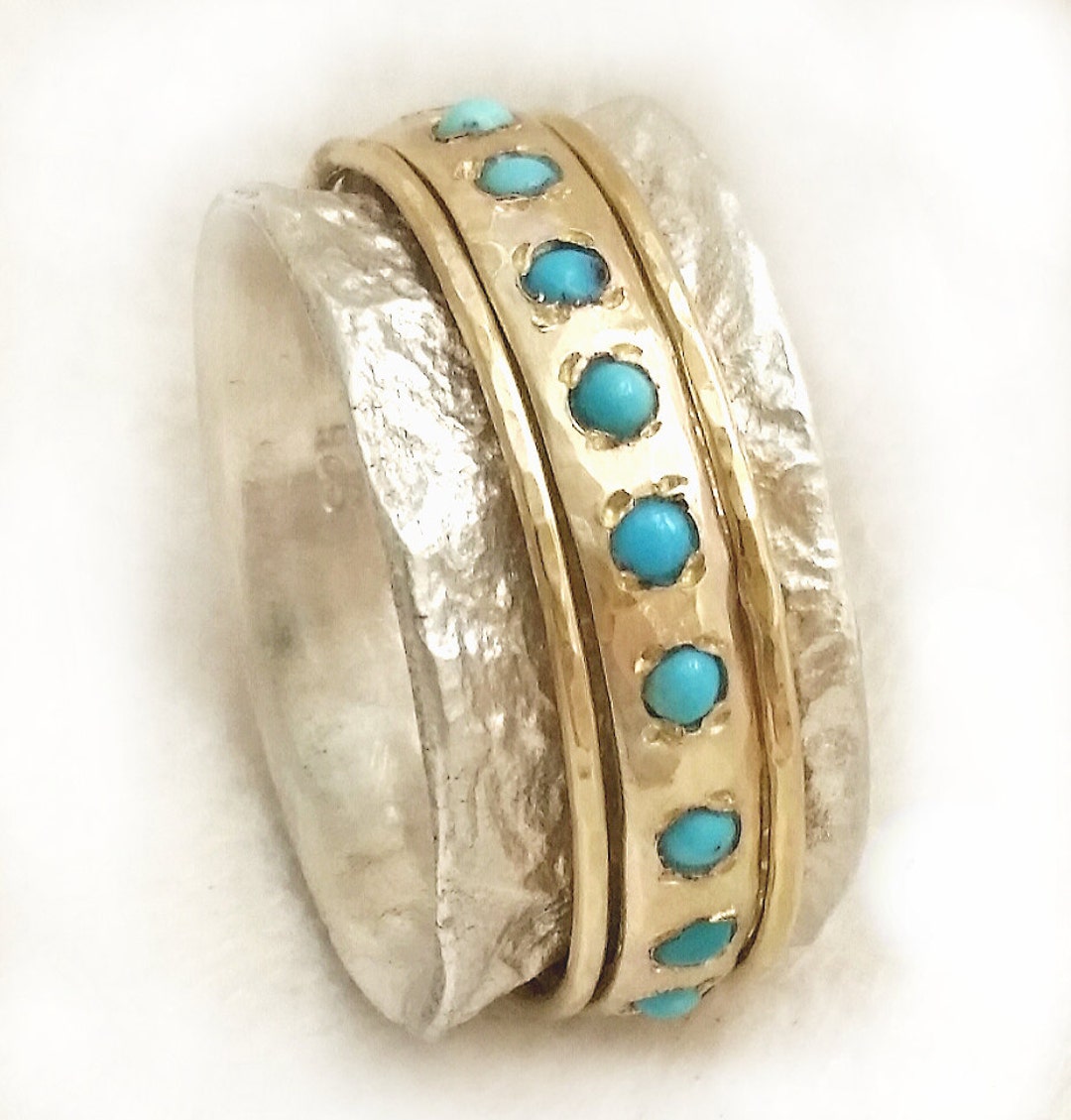 Turquoise Engagement Ring, Turquoise Spinning Ring, Worry Ring, Silver ...