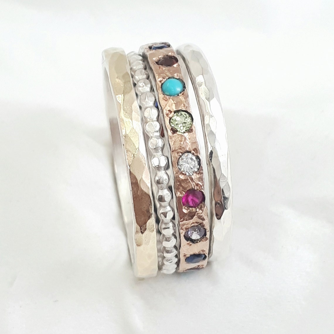 Multistone Stacking Rings Can Be Worn Separately Mix and - Etsy