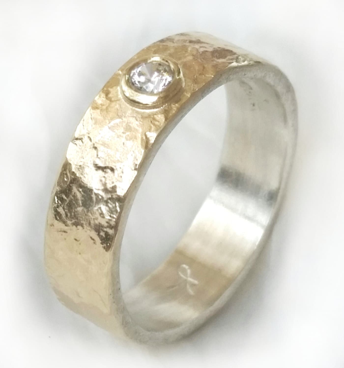 Women's Engagement Ring Modest CZ in Raised Gold Bezel - Etsy Israel