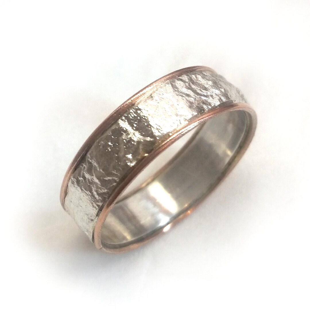 Woman's wedding band hand-crafted ring crumpled tinfoil | Etsy