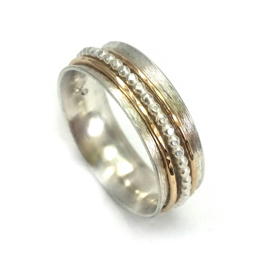 Women's Rotating Wedding Ring, Sterling Silver With One Silver Ball ...