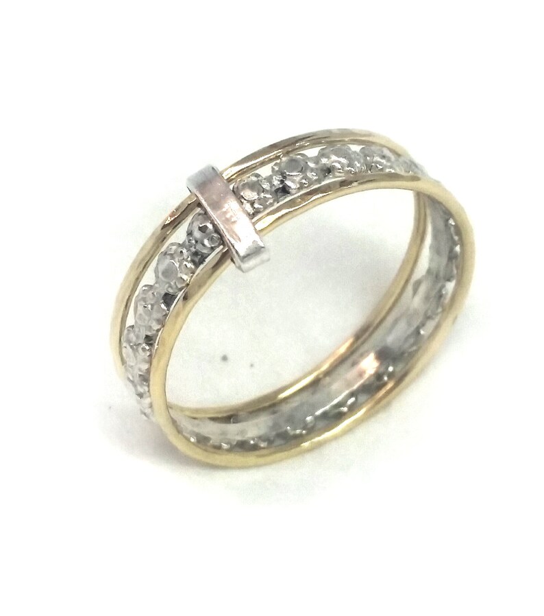 Delicate Wedding Ring Silver and Gold Stacking Wedding Ring - Etsy