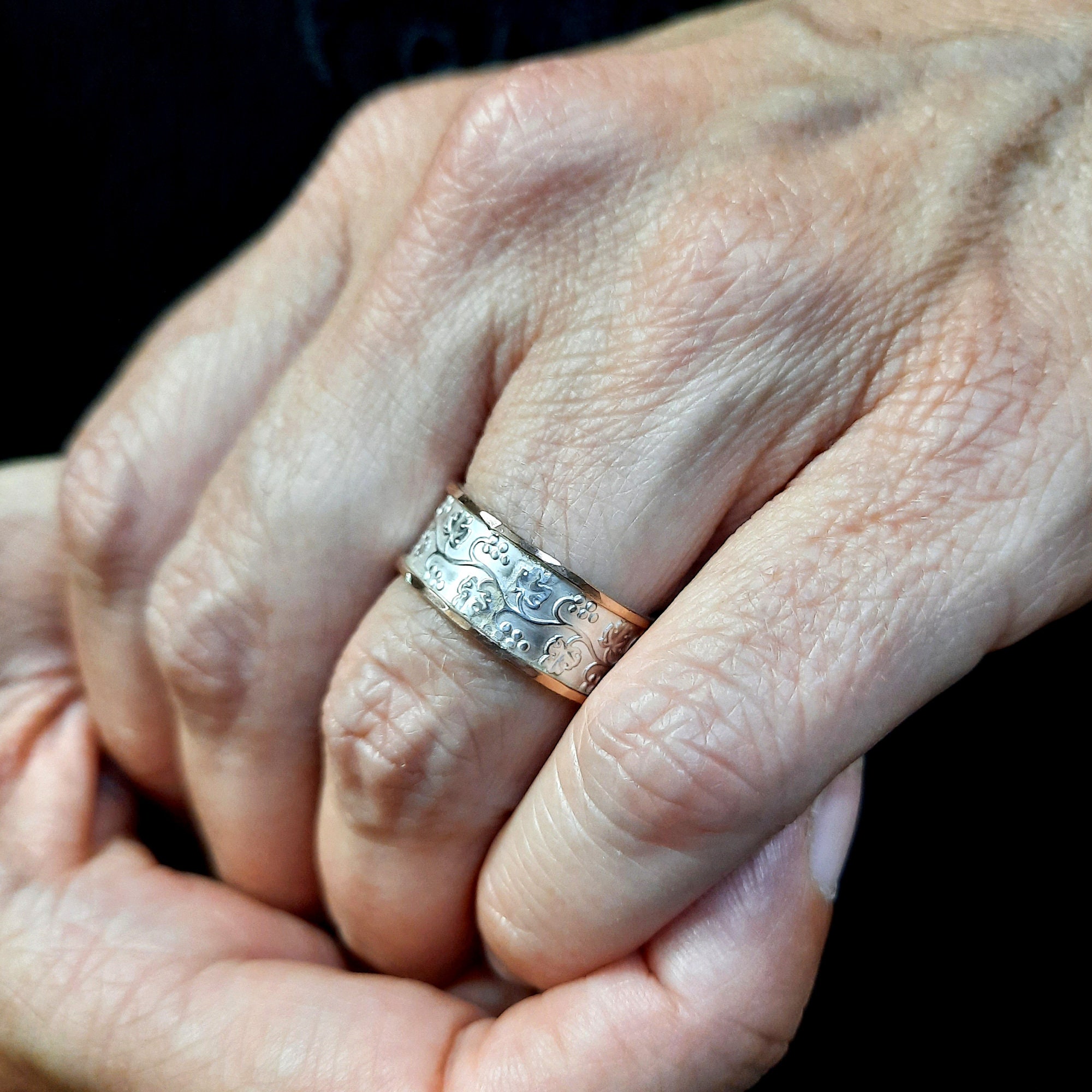 Delicate Grapevine Wedding Ring, Vine Leaves and Grapes Pattern, Silver ...