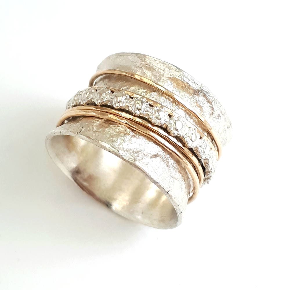 Wide and Chunky Spinner Ring, Hand-crafted Sterling Silver Ring, Four ...