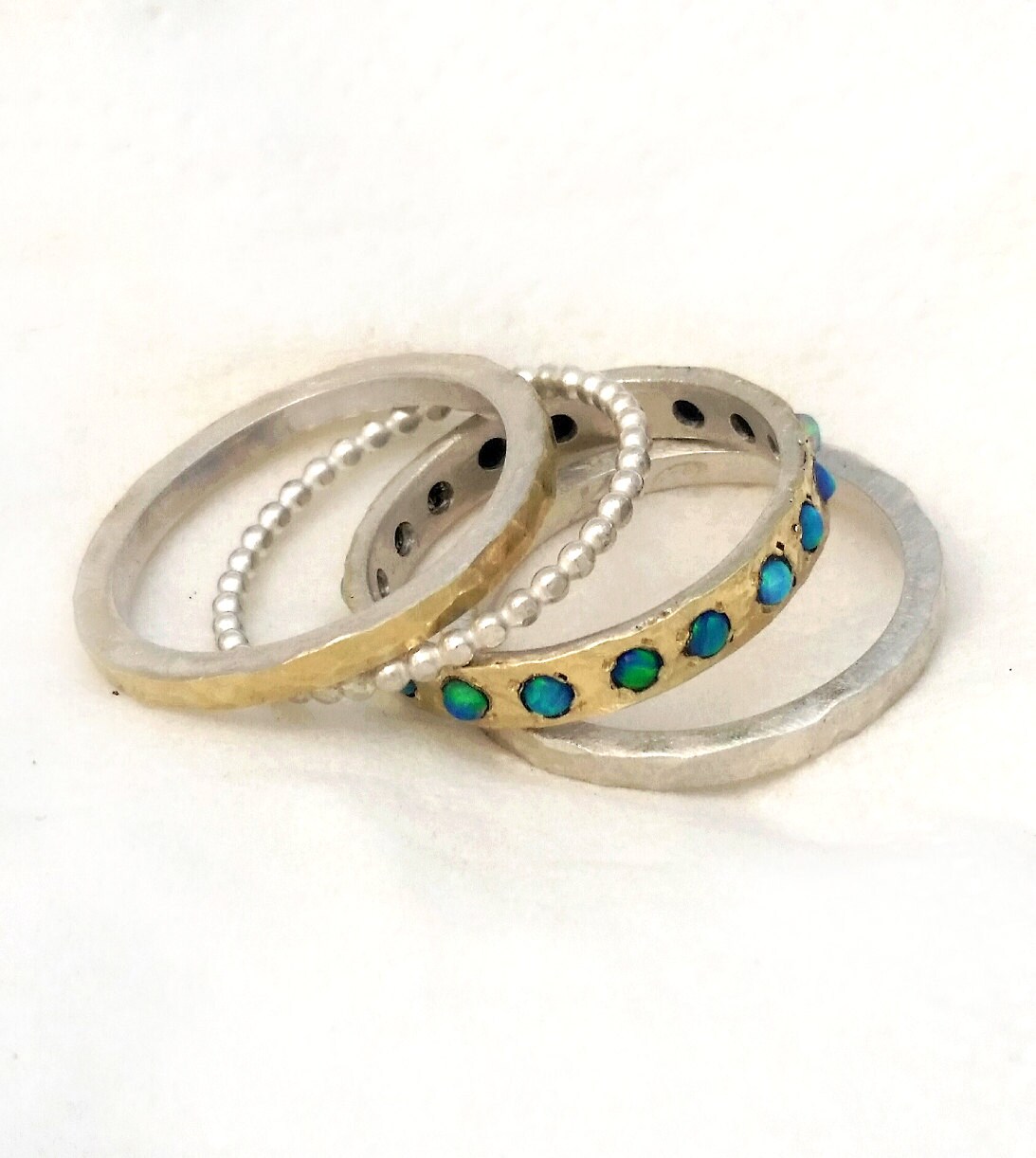 Opal stacking rings can be worn separately mix and match | Etsy