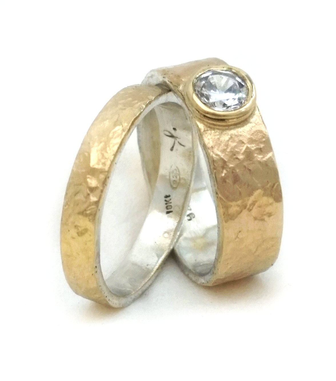 Bridal ring set engagement and wedding rings for her cubic | Etsy