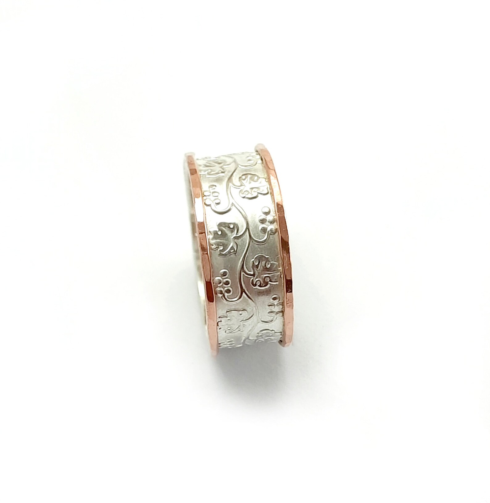 Delicate Grapevine Wedding Ring, Vine Leaves and Grapes Pattern, Silver ...