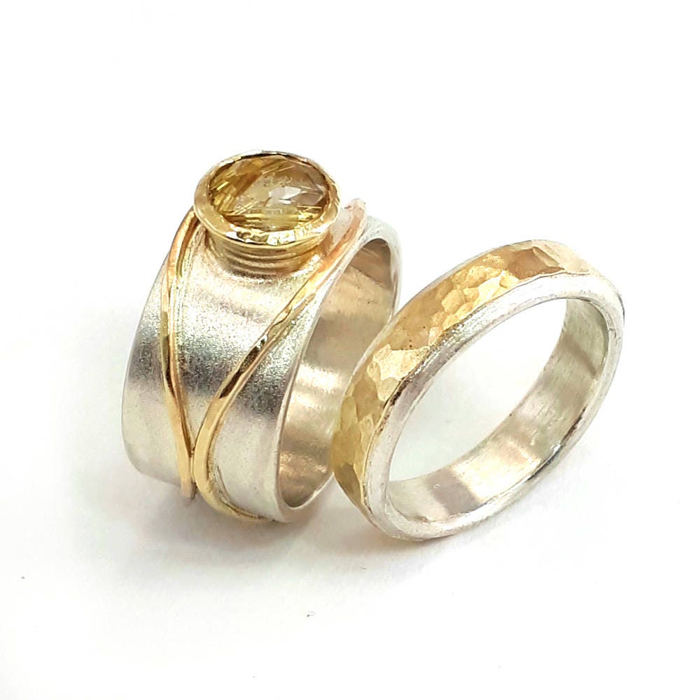 Unique and elegant wedding ring set his and hers | Etsy