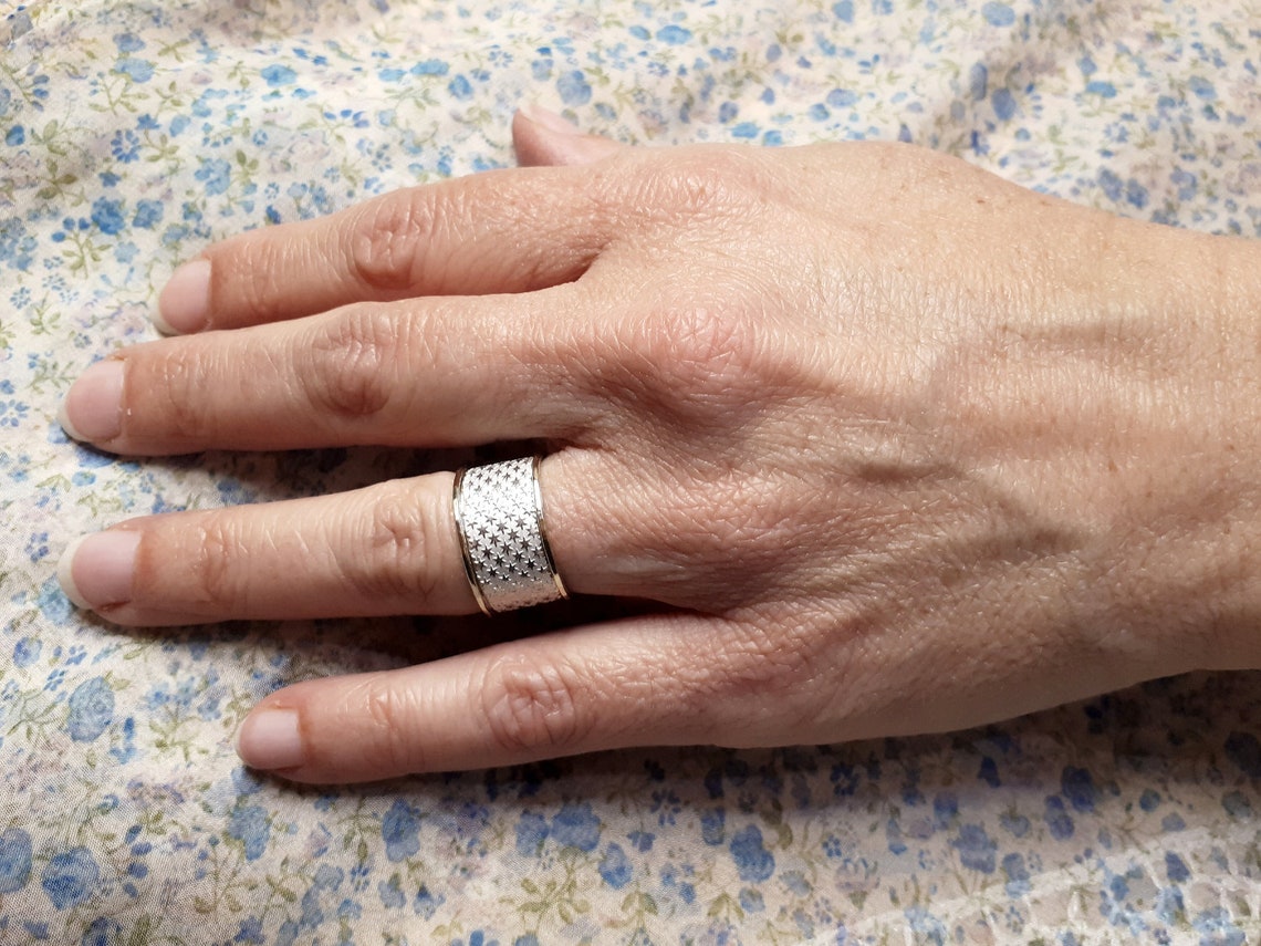 Celestial Ring Silver and Gold Star Pattern Ring Fourth of - Etsy