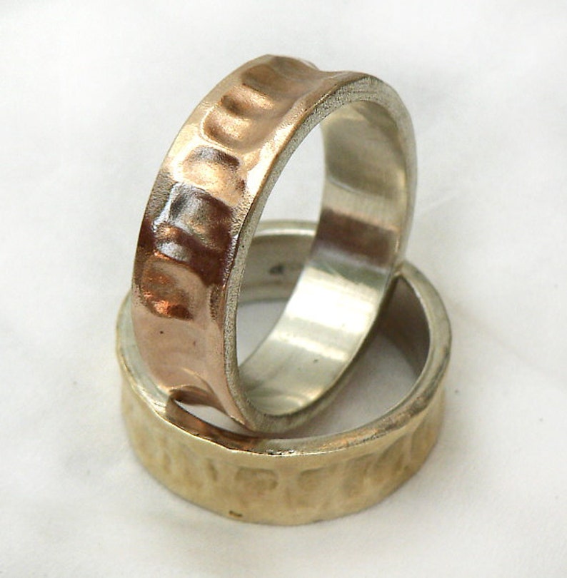 Matching Anniversary Bands Yellow and Rose Gold Concave - Etsy